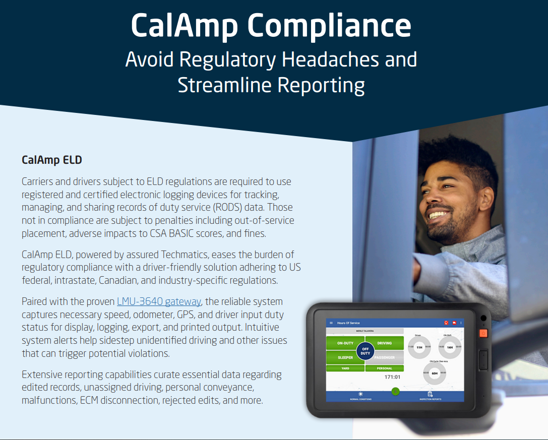 CalAmp ELD: Optimice el cumplimiento con informes electrónicos fáciles de usar – CalAmp